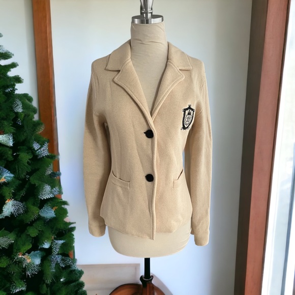 edge | Jackets & Coats | Edge Varsity Blazer Jacket Knit Off White ...